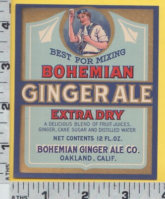 C775 Bohemian Ginger Ale bottle label 1920’s Oakland, CA drink mixer | eBay