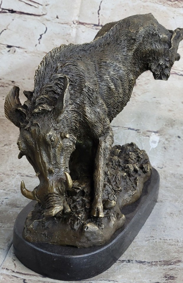 Wild Boar Feral Hog Pig Kicking Hind Legs Bronze Sculpture Statue ...