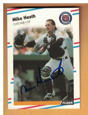 Mike Heath AUTOGRAPHED 1988 FLEER GLOSSY BASEBALL CARD SIGNED DETROIT ...