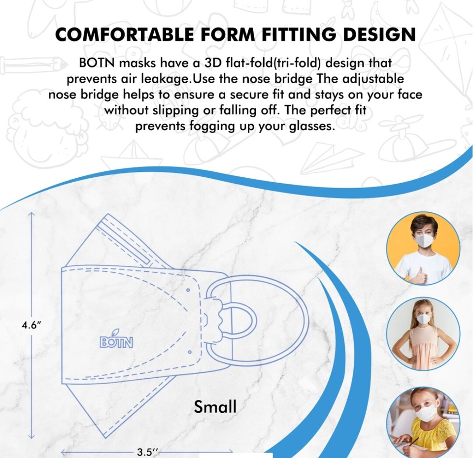 BOTN SMALL Adjustable KF94 KIDS Korean Face Mask 4-Layers Made in Korea ...