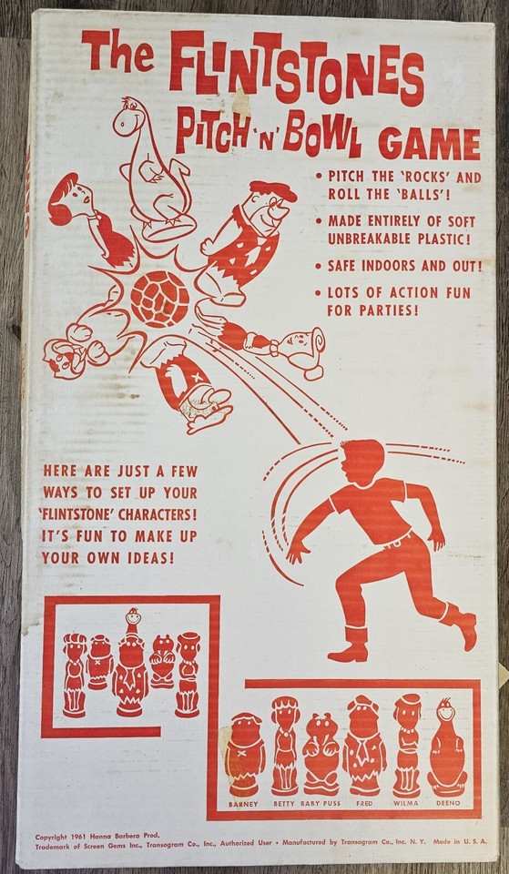 VINTAGE TRANSOGRAM 1961 THE FLINTSTONE PITCH AND BOWL TOY SET GAME + | eBay