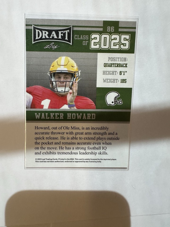 WALKER HOWARD #86 2023 LEAF DRAFT CLASS OF 2025 FOOTBALL | eBay