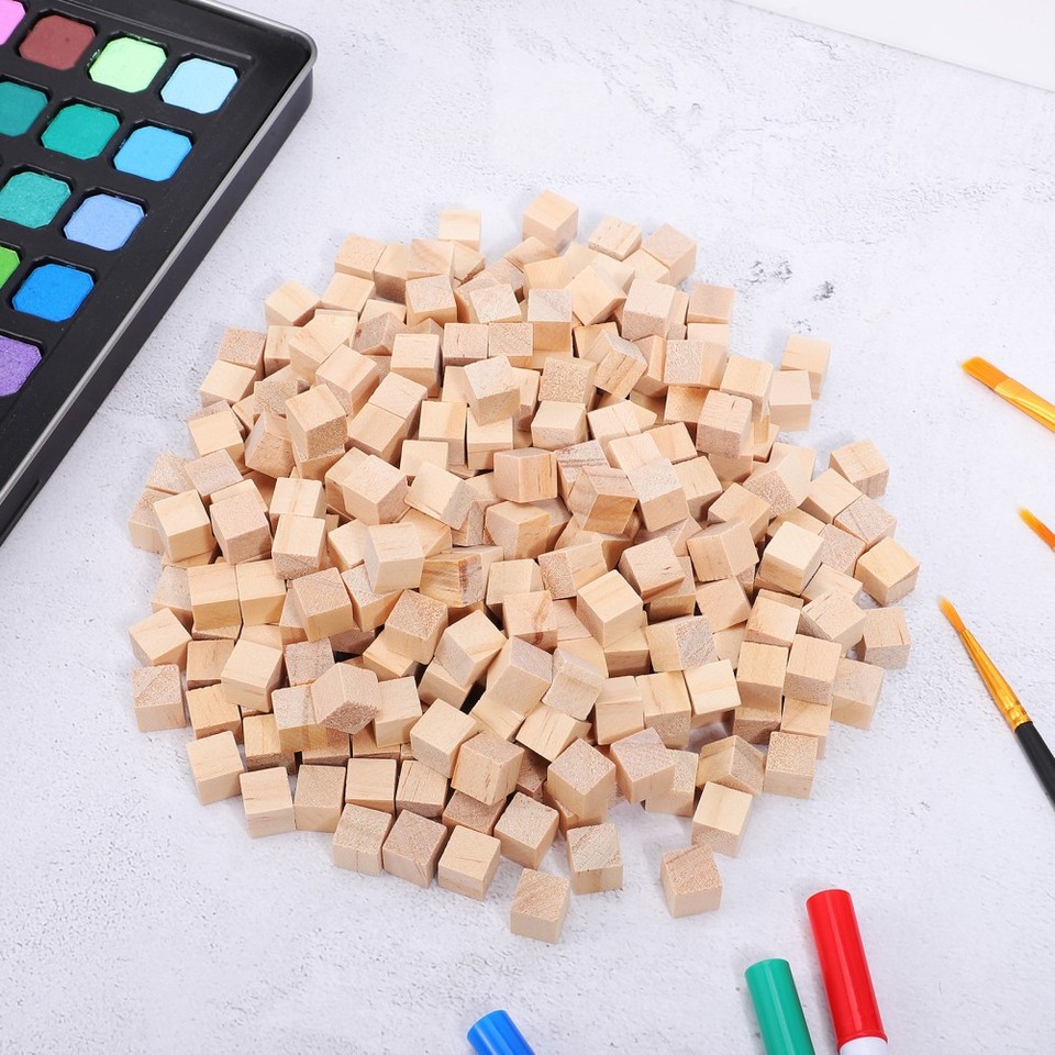 500 Pcs Wood Blocks For Crafts Wooden Cubes Small Wooden Blocks ...
