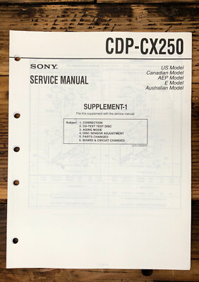 Sony CDP-CX250 CD Player Supp. Service Manual *Original* | eBay