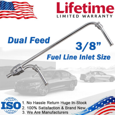 Fuel Line Fits For 3/8" Dual Feed Chrome Inlet Hose Carburetor Holley ...