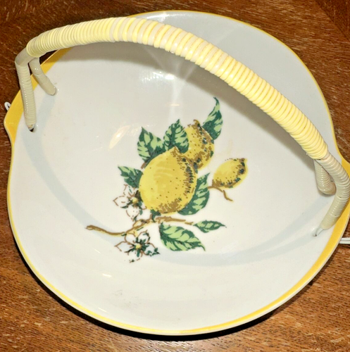 Vintage MCM Handled Display Bowl/Basket Lemon Motif Fruit/Table Display ...