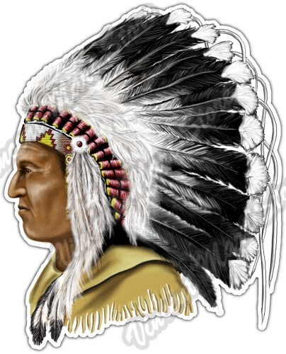 Indian Chief Apache Native American Aztec Car Bumper Vinyl Sticker ...