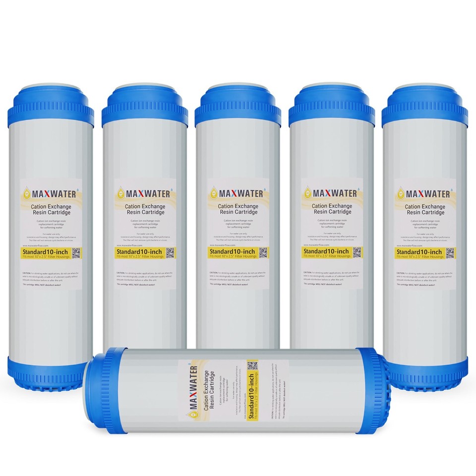 (1-6 Pack) 10" Hardness Reduction Water Softening Cation Resin Filters ...