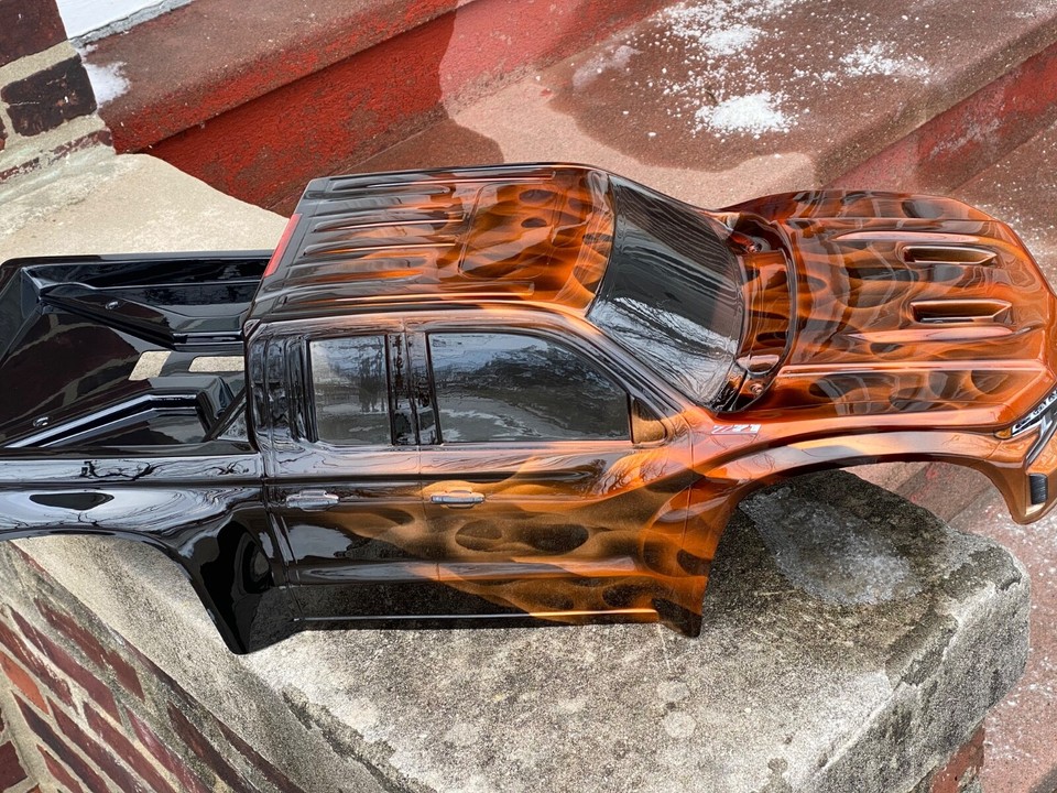 CUSTOM PAINTED RC BODY, XMAXX, X-MAXX, X MAXX, CANDY CHROME FLAMES | eBay