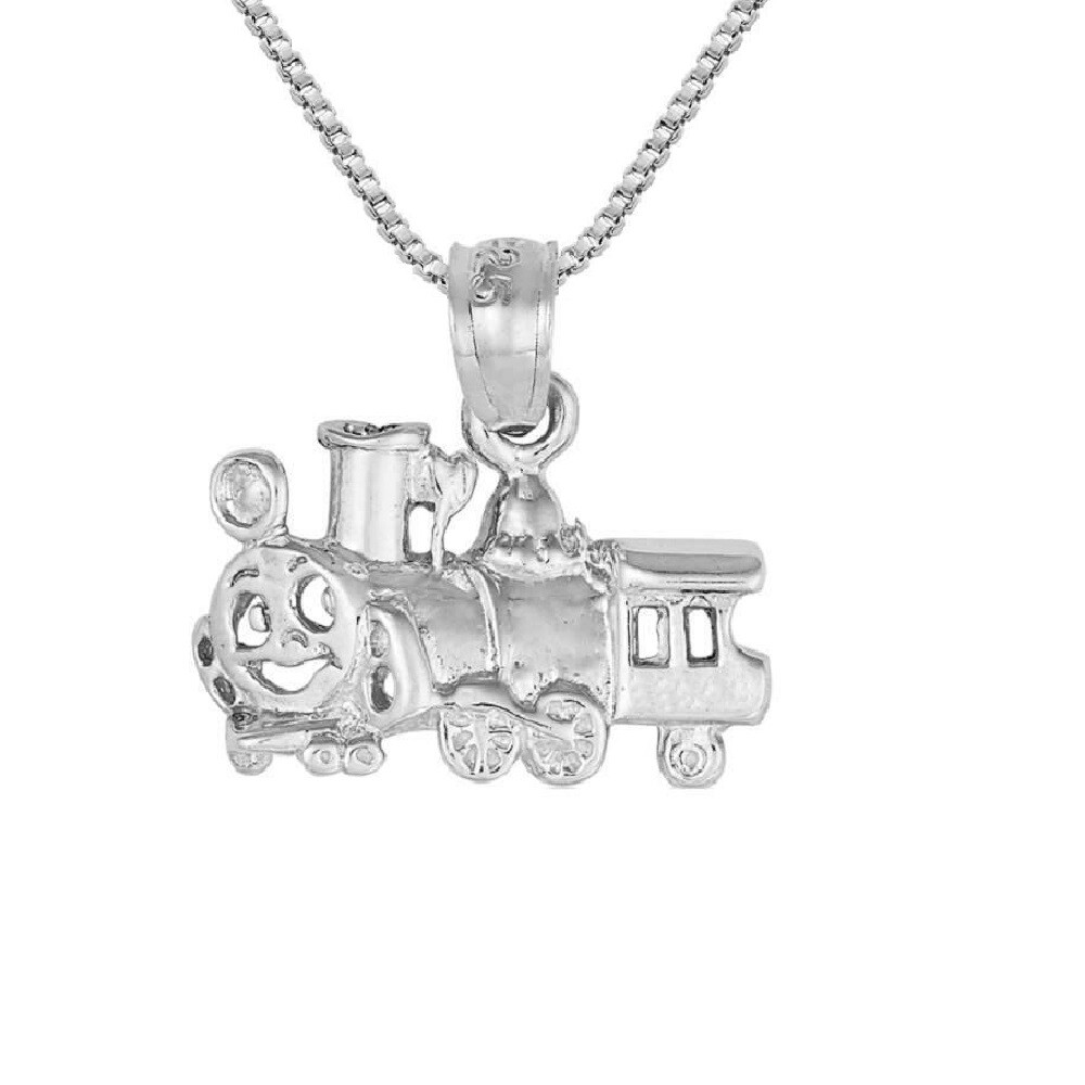 Sterling Silver Fancy Train Locomotive Pendant / Charm, Made in USA ...