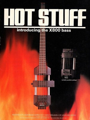 vtg 80s WESTONE X800 BASS GUITAR MAGAZINE PRINT AD Hot Stuff PINUP PAGE ...