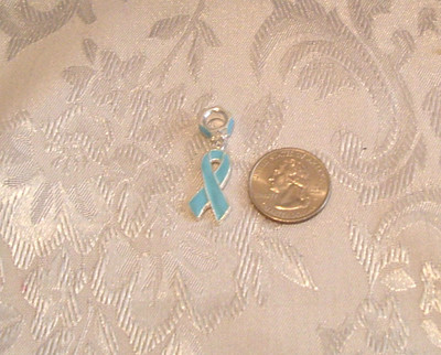 BLUE RIBBON ANOREXIA EATING DISORDER AWARENESS DANGLE EUROPEAN BRACELET ...