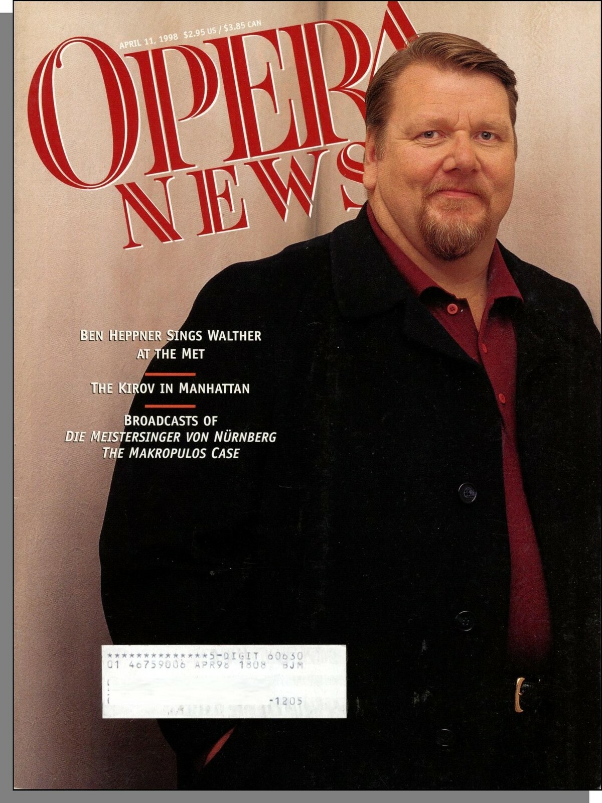 Opera News - 1998, April 11 - Ben Heppner Sings Wagner at the Met | eBay