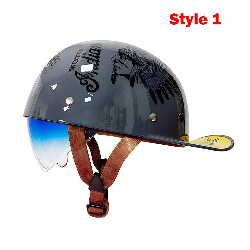 Retro Helmets Baseball Cap Half Colorful Men Head Motorcycle Duck ...