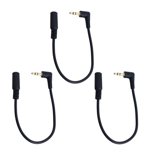 3 Pcs Bend Male to Female Elbow Headphone Extension Cord Earbud Cable ...