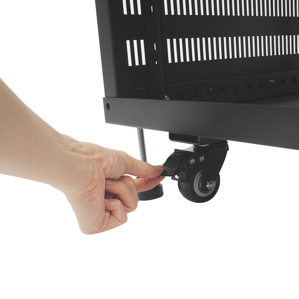 15U Audio Equipment Rack, Audio Rack with Feet & Wheels Rolling Studio ...