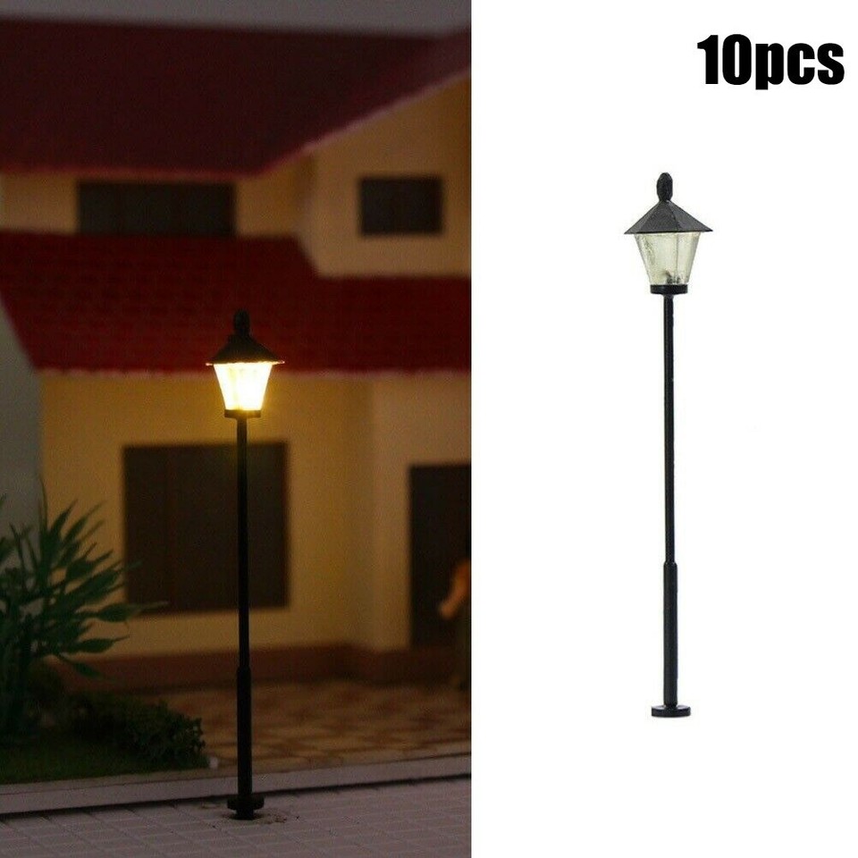 10 Pcs/Set LED Street Lamps Railway Lamp Posts Train Lamps Model ...