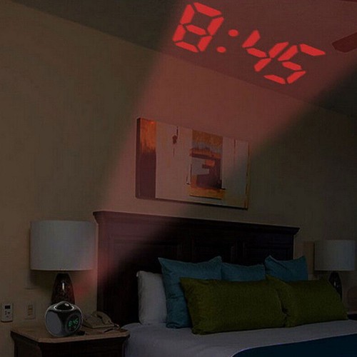 Digital LED Projection Alarm Clock Projector Voice Talking Time ...