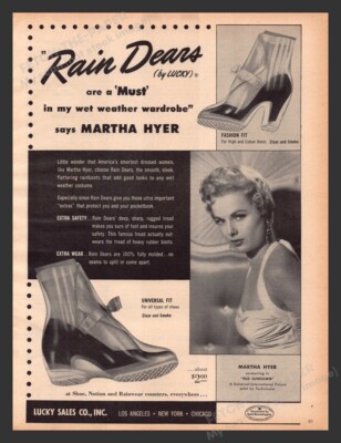 Lucky Rain Dears Shoe Covers Martha Hyer 1950s Print Advertisement Ad ...