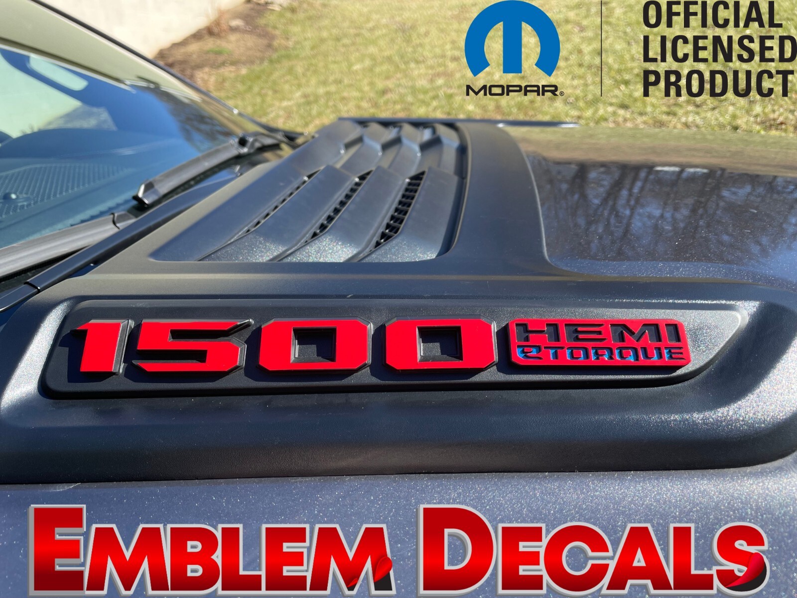 RAM 1500 DT "1500 HEMI ETORQUE" SPORT Hood Emblems Overlay Decal 2021 ...