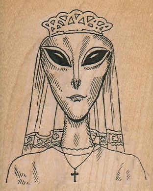 Alien Princess 2 3/4 x 3 1/4" Rubber Stamp, Alien Stamp, Outer Space ...