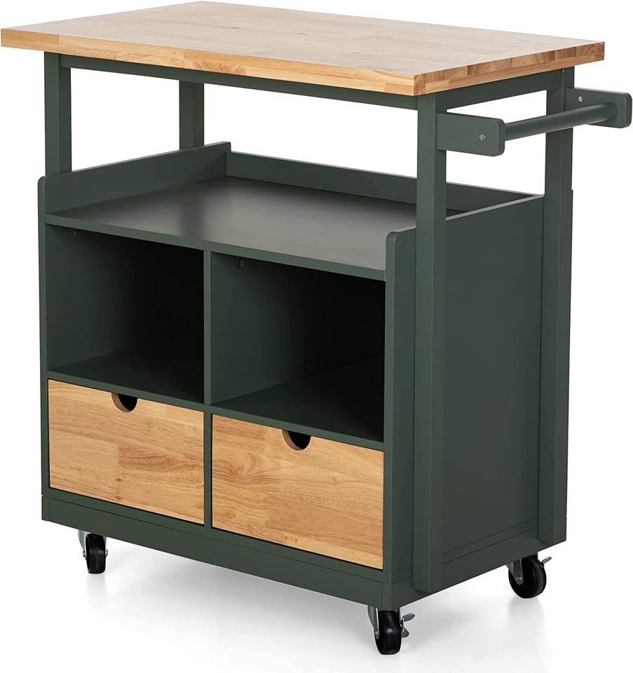 Kitchen Island Cart Rolling Wheels Buffet Storage Cabinet Trolley w ...