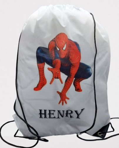 Drawstring Rucksack Personalised Spiderman School PE Kit Swimming Bag ...