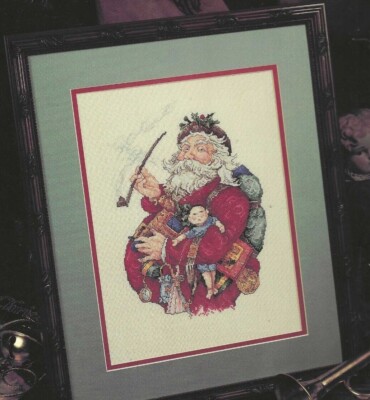 MERRY OLD SANTA--Christmas-Toys-Pipe--Old Fashioned-Counted Cross ...