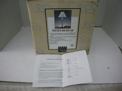 Alsy Lighting Antique Brass Buffet Candlestick Lamp w/ Cherry Wood Base ...