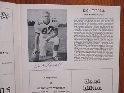 1962 Bucknell Football Program(48 Signed/BOB ODELL/FRED PRENDER/DICK ...