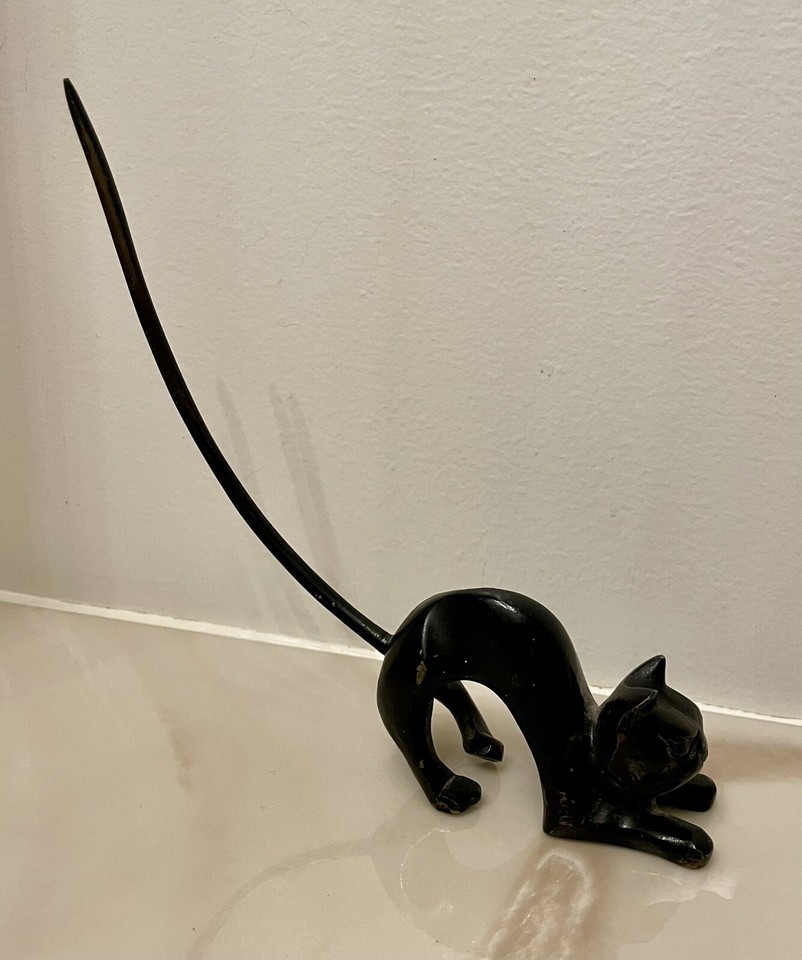 Vintage Black Cat Receipt Holder Figurine Brass Heavy 6” RARE HTF | eBay