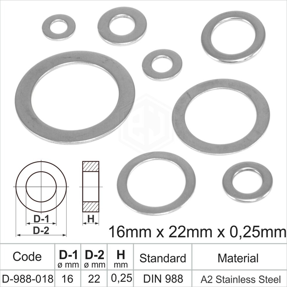 A2 Stainless Steel Shim Washers Flat Shims Thick 0.1 0.2 0.25 0.5 1 2mm ...