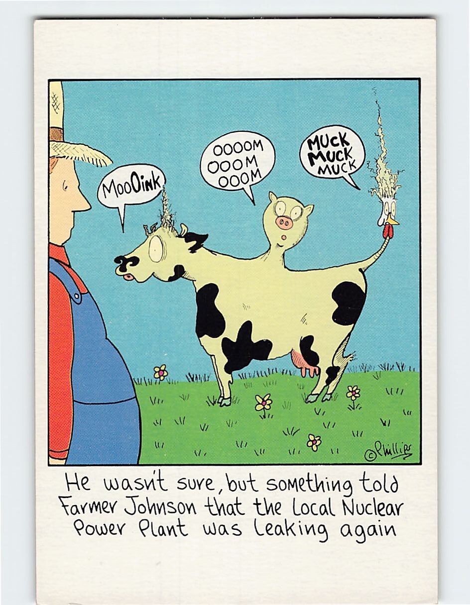 Postcard Greeting Card with Quote and Cow Farmer Humor Comic Art Print ...
