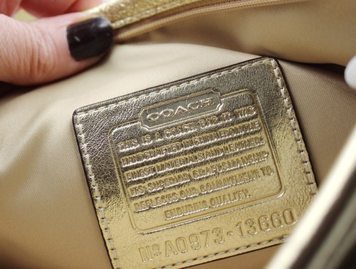 COACH Leatherware EST 1941 Gold Metallic Wristlet Handbag Pre-owned | eBay