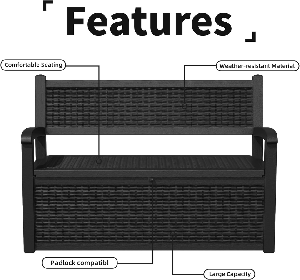 70 Gallon Storage Bench Deck Box Waterproof Lockable,Outdoor Storage ...