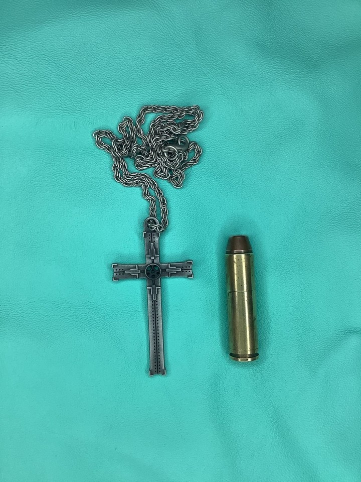 Trigun Nicholas D. Wolfwood Metal Cross Necklace Neck Chain and Bullet ...