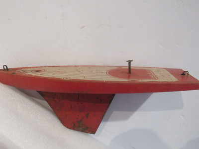 Vintage Keystone Sailboat Wooden Wood Sail Boat Metal Rudder Model Toy ...