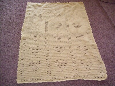 Crochet 34x50 Filet Hearts baby afghan or lapghan handmade nursery | eBay