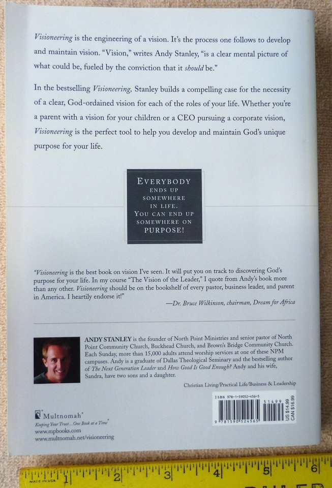 VISIONEERING - God's Blueprint for Vision by Andy Stanley soft cover | eBay