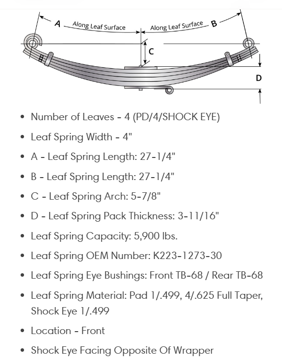 KENWORTH W900 SPRING ASSY-LEAF FRONT B81-1006, K223-1273-30 | eBay