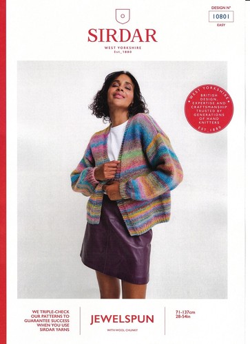Sirdar Jewelspun Chunky Knitting Pattern - 10801 Ladies Cardigan (Easy ...