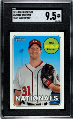 Max Scherzer 2018 Topps Heritage Team Color Swap Variation SGC 9.5 ...