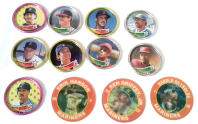 Topps~9 Baseball Bottle Caps~Metal Tin~Plus 7/11~Slurpee~Super Star ...