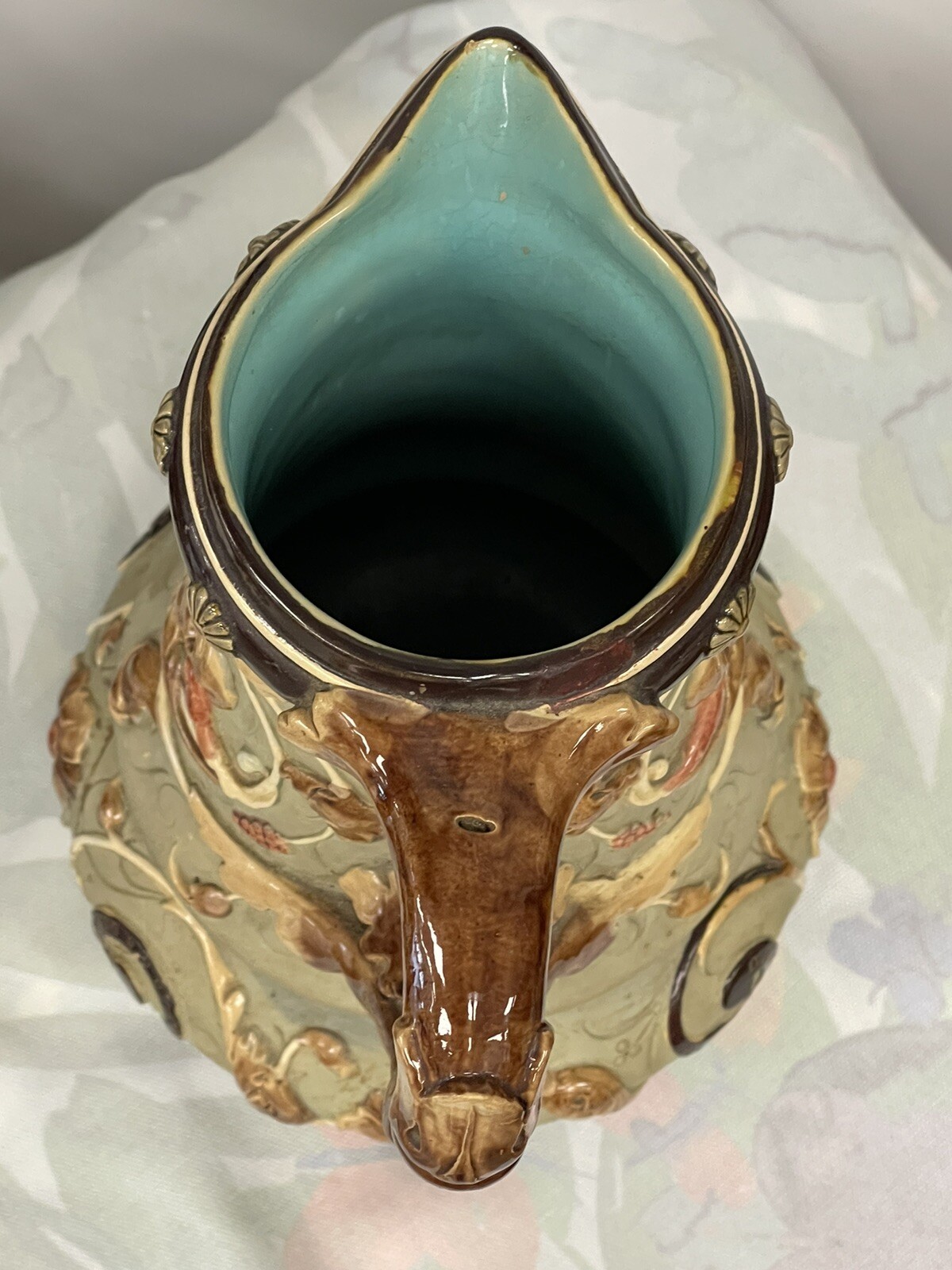 ANTIQUE WILHELM SCHILLER MAJOLICA VASE GOTHIC NEPTUNE POSEIDON HANDLED ...