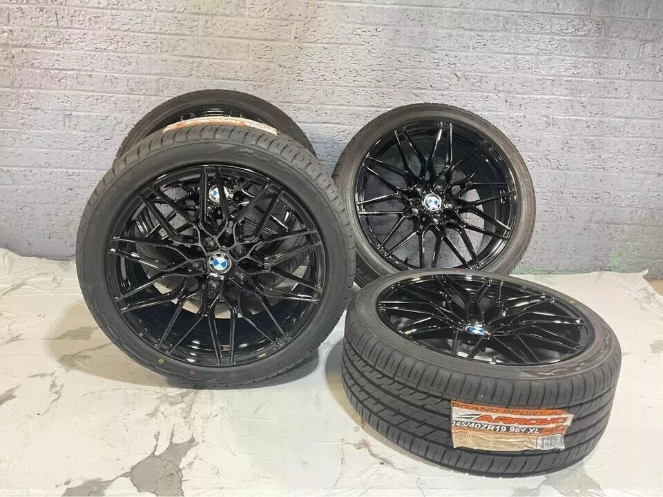 19x8.5 19x9.5 Gloss Black M Style Wheels 5x112 Rims Tires BMW 3 4 5 M2 ...