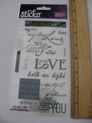 Sticko Stickers MY TRUE LOVE Words & Phrases 13 Pieces NIP | eBay