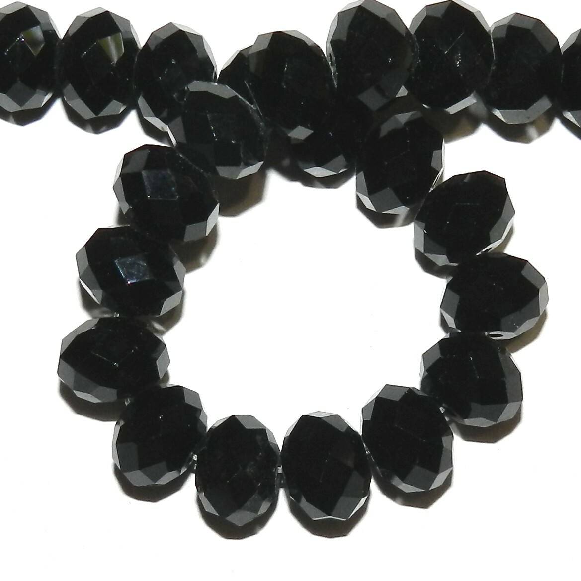 CR838 Jet Black Opaque 12mm Faceted Rondelle Crystal Glass Beads 12" | eBay