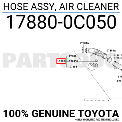 178800C050 Genuine Toyota HOSE ASSY, AIR CLEANER 17880-0C050 | eBay