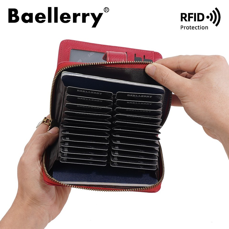 Large Capacity Credit Card Wallet Leather Secure RFID Wallet for Women ...