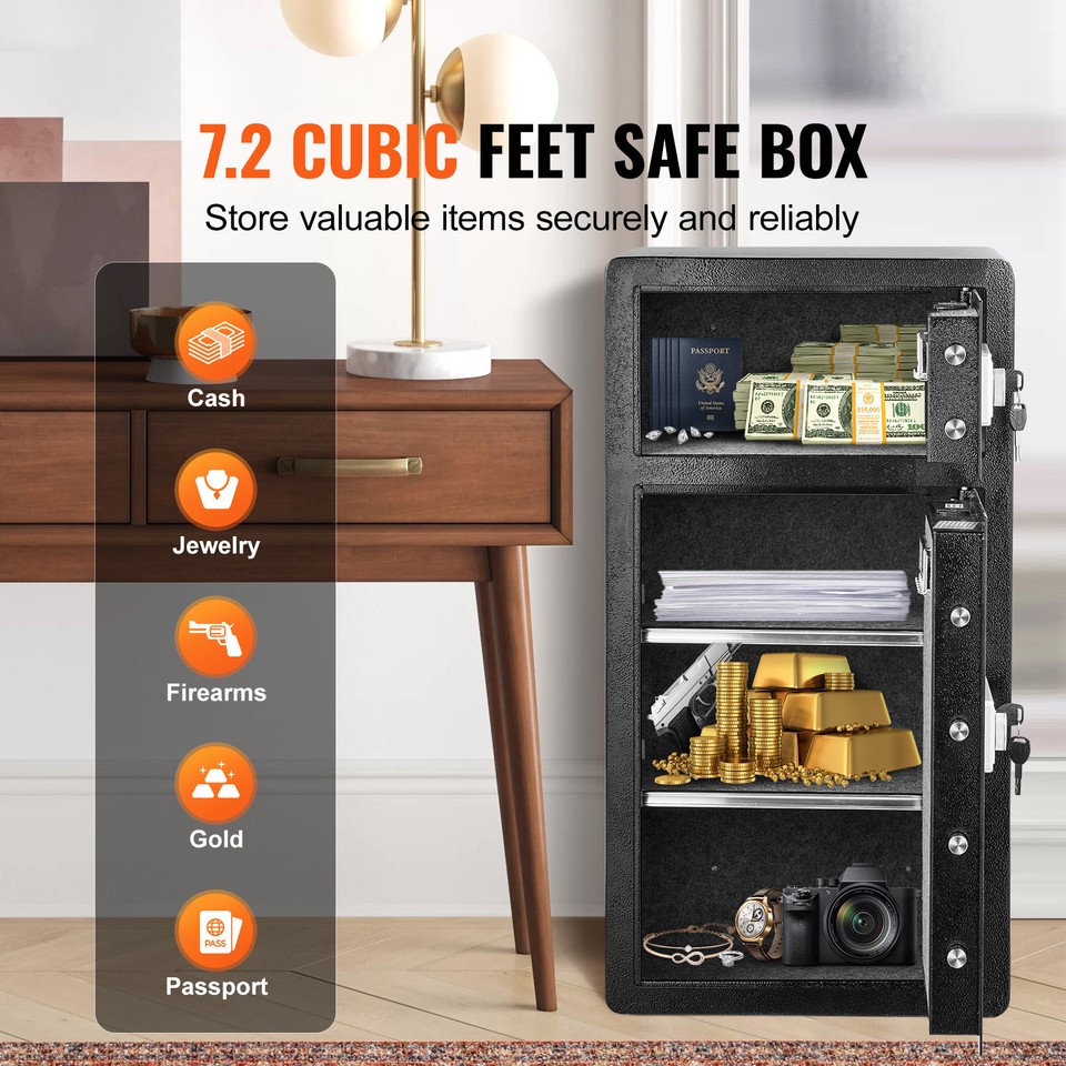 Uimoso Double Door 7.2 cu.ft Safe Box with Key Lock Password Cabinet ...